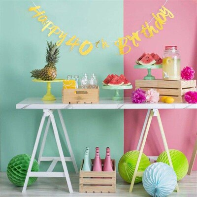 40th Birthday Party Supplies Happy Decorations Flag Banner