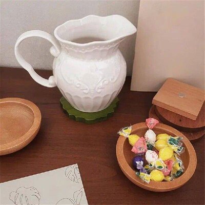 Wooden Coasters Set For Table Fun Hamburger Shape 6 Pieces