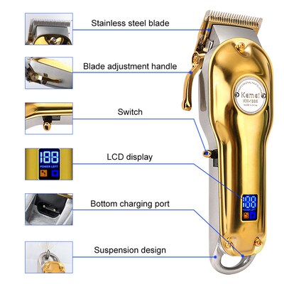 1986 Professional Clipper All-metal Rechargeable Hair Trimme