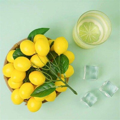 Artificial Lemons String, Vivid Faux Lemon Plastic Fake