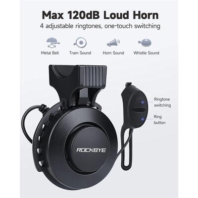 Rockbye Waterproof Scooter Bike Electronic Loud Horn 120dB-6