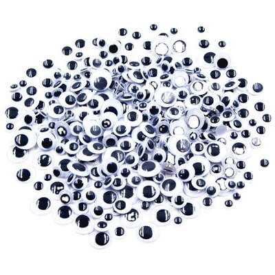 Wobbly Googly Eyes 6mm 8mm 10mm 3D Plastic Black Eye With Ad