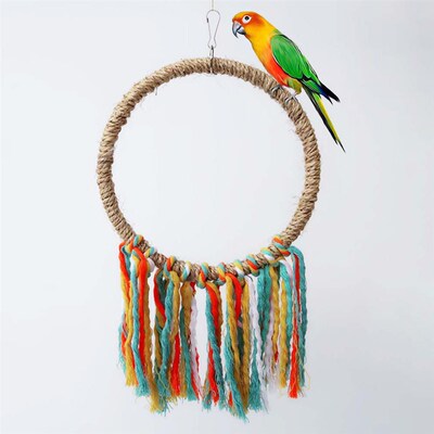 Pet Bird Parrot Toy Cotton Rope Circle Toys Chewing Bite Par