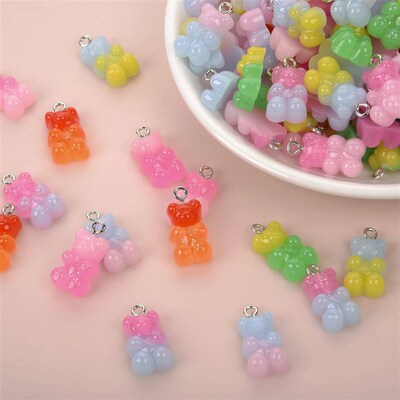10pcs 22X11mm Candy Color Gummy Mini Bear Charms for Making