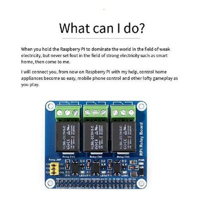 1 PCS 3 Channel Relay Extention Board For Raspberry Pi 5/4B