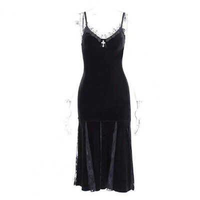 Halloween Cosplay Dress Lace Spaghetti Strap Fishtail Hem