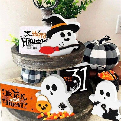 Halloween Cute Ghost Decor Handmade Ghost Tiered Tray