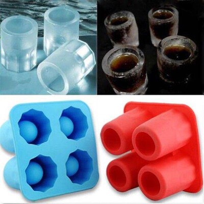 Creative 4 Cups Glass aped Silicone Cube Freeze Mold