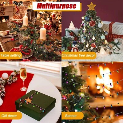 5M/roll Colorful Bulbs String Garland Christmas Home Decorat