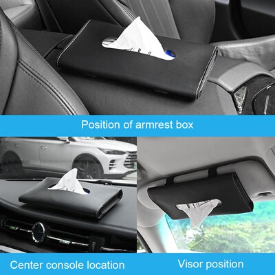 PU Leather Car Sun Visor Hanging Tissue Box Holder 23*13*2.5