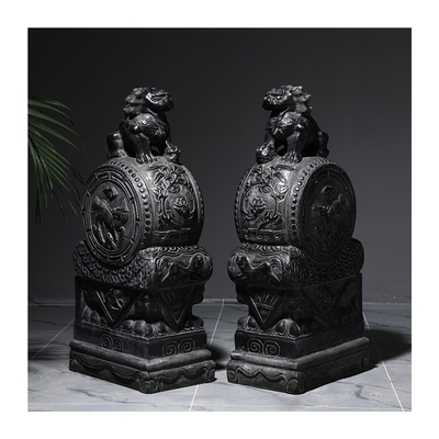 仿古石雕青石门墩一对石狮子抱鼓石大门口装饰摆饰石鼓麒麟石墩子