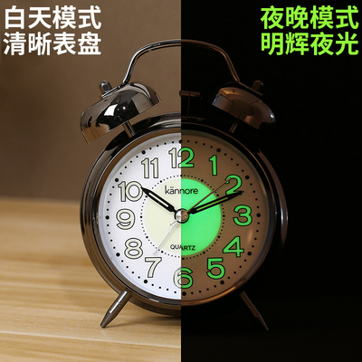 起床困难户懒人床头闹钟表变态超大声夜灯光静音学生金属复古马蹄