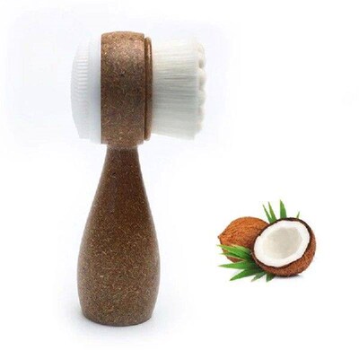 Coconut Shred Handle Facial Brush Double Sided Facial