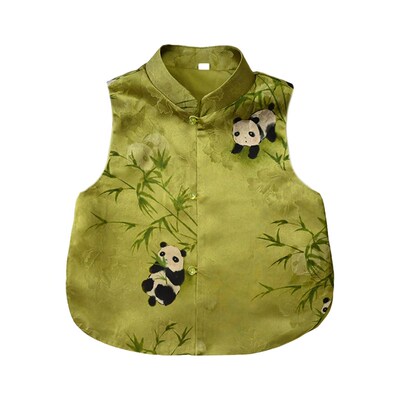 New Chinese Style Girls National Style Vest Skirt Green Top