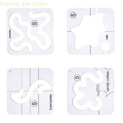 Q9QF 4Pieces Freemotion Quilting Templates Clear Acrylic