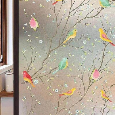 Privacy Window Film Non-Adhesive Bird Decals Decorative