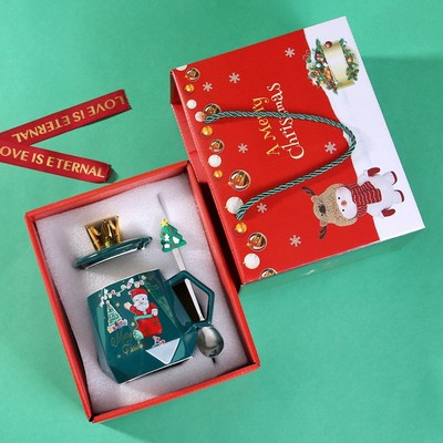 Christmas Gift Mug Gift Box With Lid And Spoon Ceramic Chris