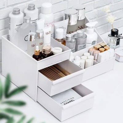 1pc White New Drawer Makeup Storage Box Dormitory Finishing