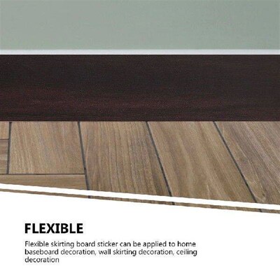 2 Rolls Self-adhesive Baseboard Black Pvc Skirting Molding