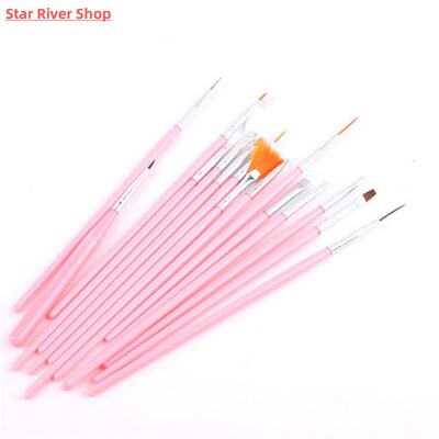 15Pcs Plastic Handle Nail Brush Set Design Gel Polish Painti