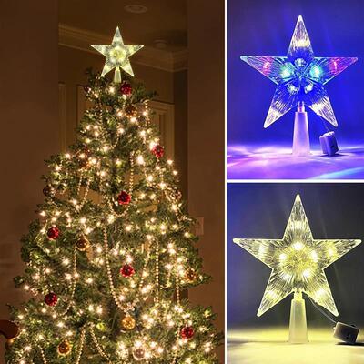 Christmas Tree Top Star Light LED Glowing Star Lamp Decorati