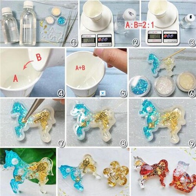 9-Cavity Clear Shiny Heart Silicone Mold DIY Resin Puffy