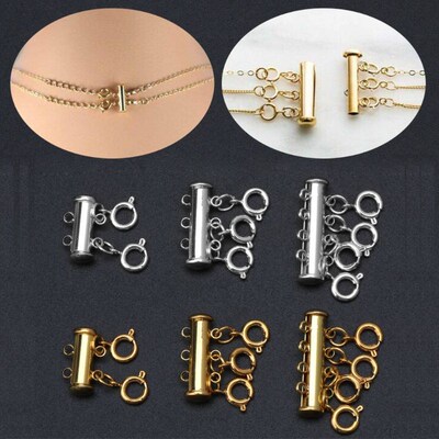 Multi-strand buckle lobster clasp necklace magnetic tube loc
