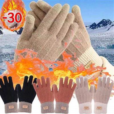 Warm Thick Plush Knitted Gloves Winter Touchscreen Plush Glo