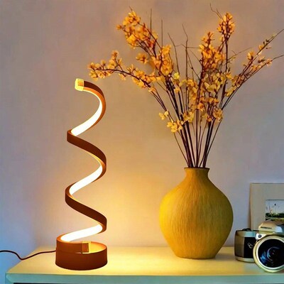 Modern Minimalist Dimmable Spiral Table Lamp, 3 Color Bedsid