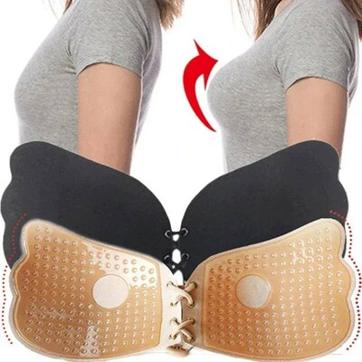 Women Seamless Self Adhesive Fly Bra Strapless Push Up Bra W