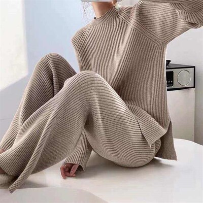 New Lazy Style Elegant Solid Color Casual Elegant Split Knit