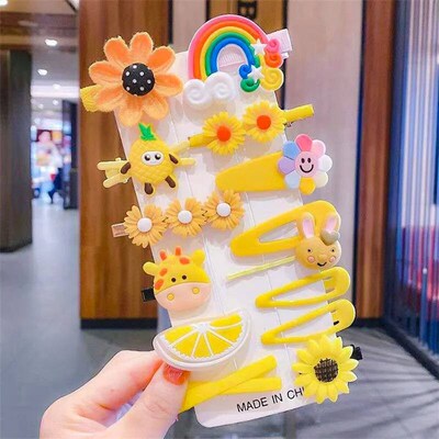 14Pcs/Set Baby Girls Hairpin Clips Pottery Colorful Korean C