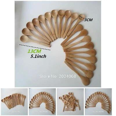 10Pcs/Set 5.1inch Wooden Spoon Ecofriendly Tableware Scoop C