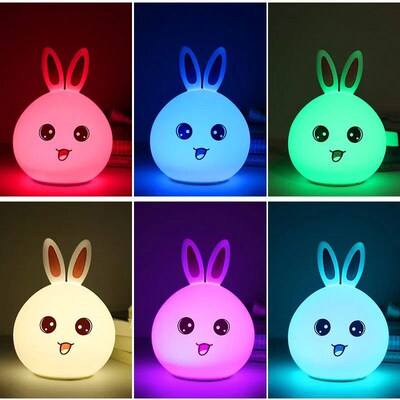 Night Light Cute Rabbit Colorful Light Voice Controlled Clap