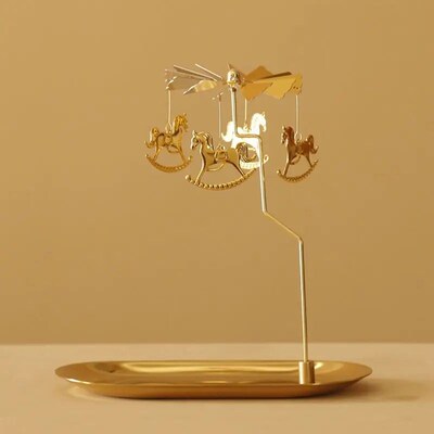 Romantic Rotary Spinning Candlestick Candle Holder Metal Can