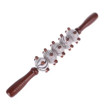 Manual Wooden Fascia Massage Roller Handheld Cellulite Trigg