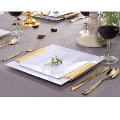 White Plastic Plates - Premium White Square Disposable Plate