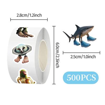 500pcs/Roll Tung Tung Sahur Italian Brainrot AI Abstrac Seal