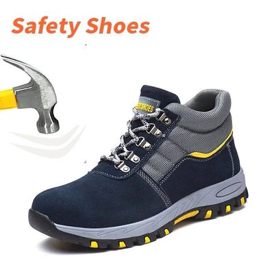 Safety shoes four seasons men work safety boots leather stee