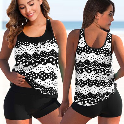 New Women Plus Size Tankini Set Swimwear Female Swimsuit Bik