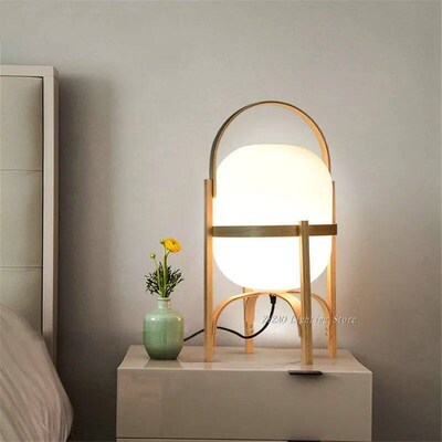 Wood Art Modern Simple Led Desk Lamp Living Room Study Bedro