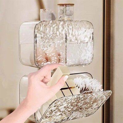 Wall-mounted transparent dust-proof compartmentalized storag