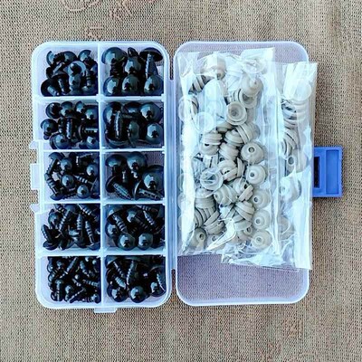 100pcs 6-24mm Black Plastic Safety Eyes For Toys Doll Craft