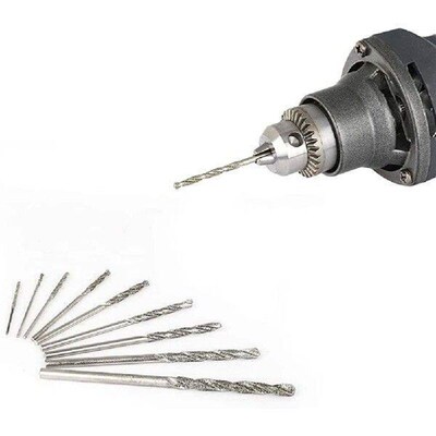 10 Pieces Diamond Drill Bits Set Twist Diamond Tip Drill