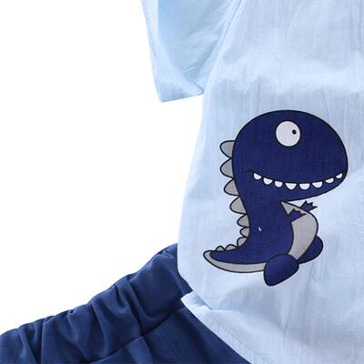 Summer Toddler Baby Boy Clothes Cute Dinosaur Tops Short Blu