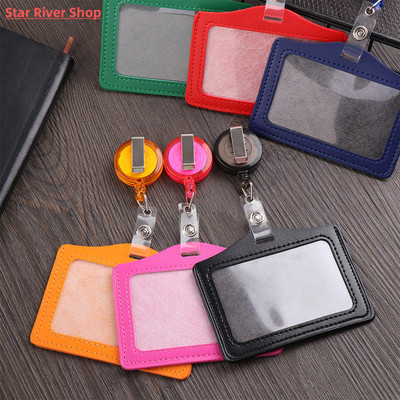1PC ID Card Holder Badge Case Credit Card Holders PU Card Bu