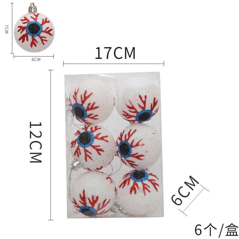 Halloween 6cm Decorative Painted Balls 6Pack Carnival Ghost
