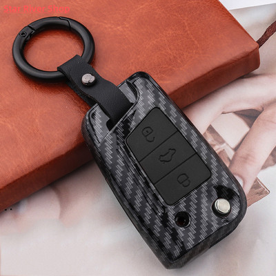 Silicon Carbon Fiber ABS Matte Car Key Cover Case For Volksw