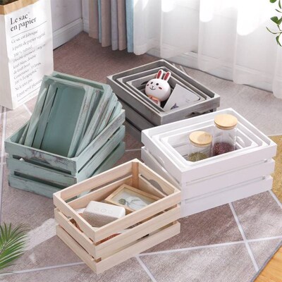 Retro wooden crate solid wood storage box wooden frame box
