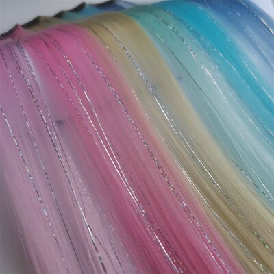Multicolor Clip in Hair Extensions Mix tinsels Colored Hair